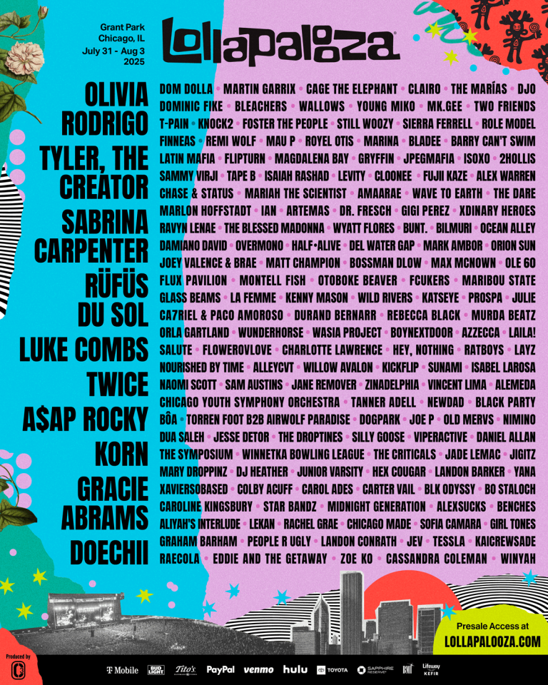 Lollapalooza Chicago 2025 Lineup | Tickets | July 31 - Aug 3, 2025